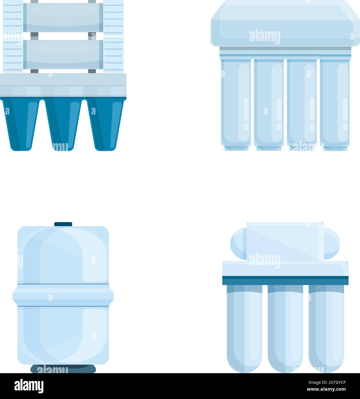 Water filter icons set cartoon vector. Water purification and ...
