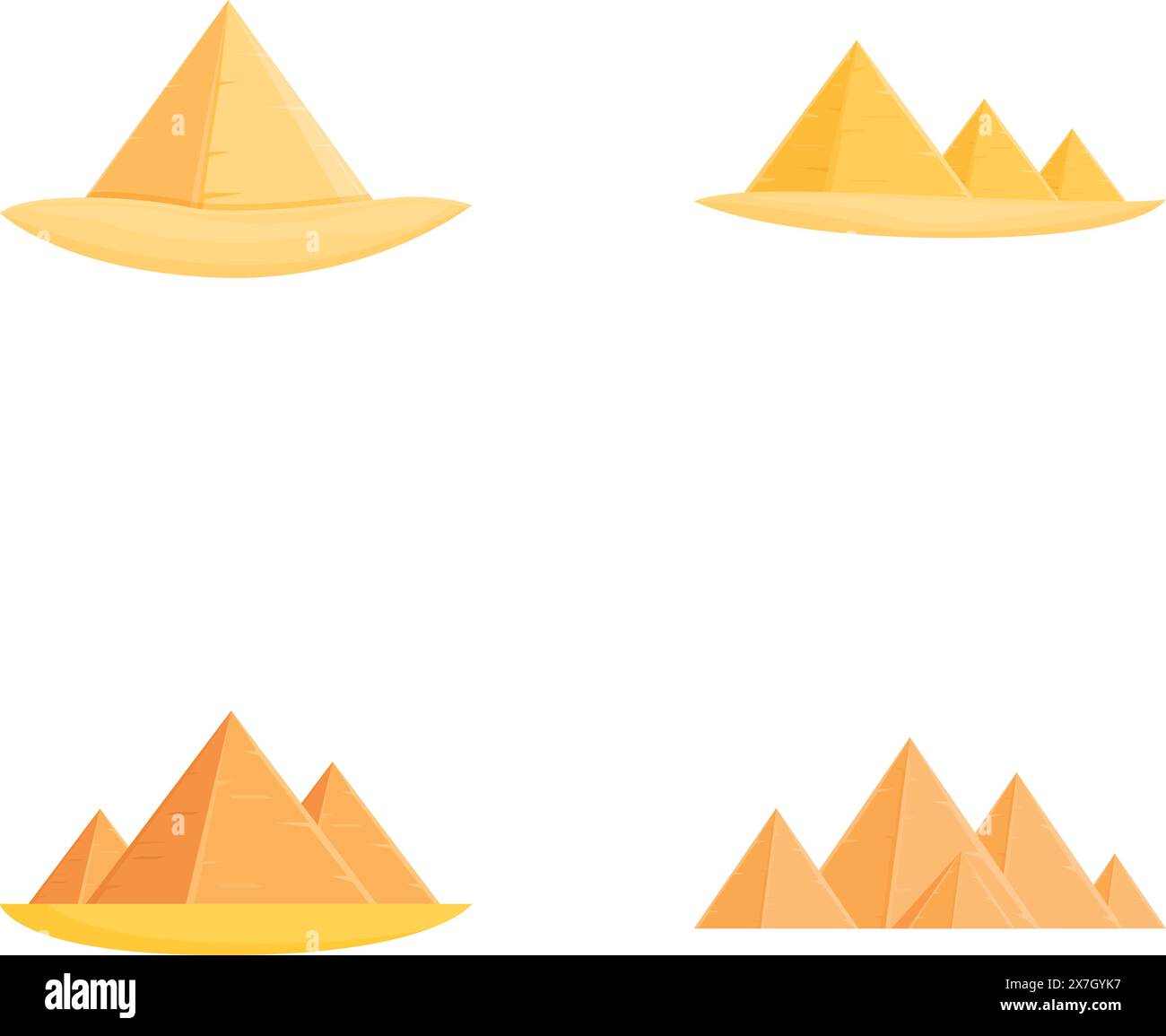 Egyptian pyramid icons set cartoon vector. Ancient pharaoh tomb in ...