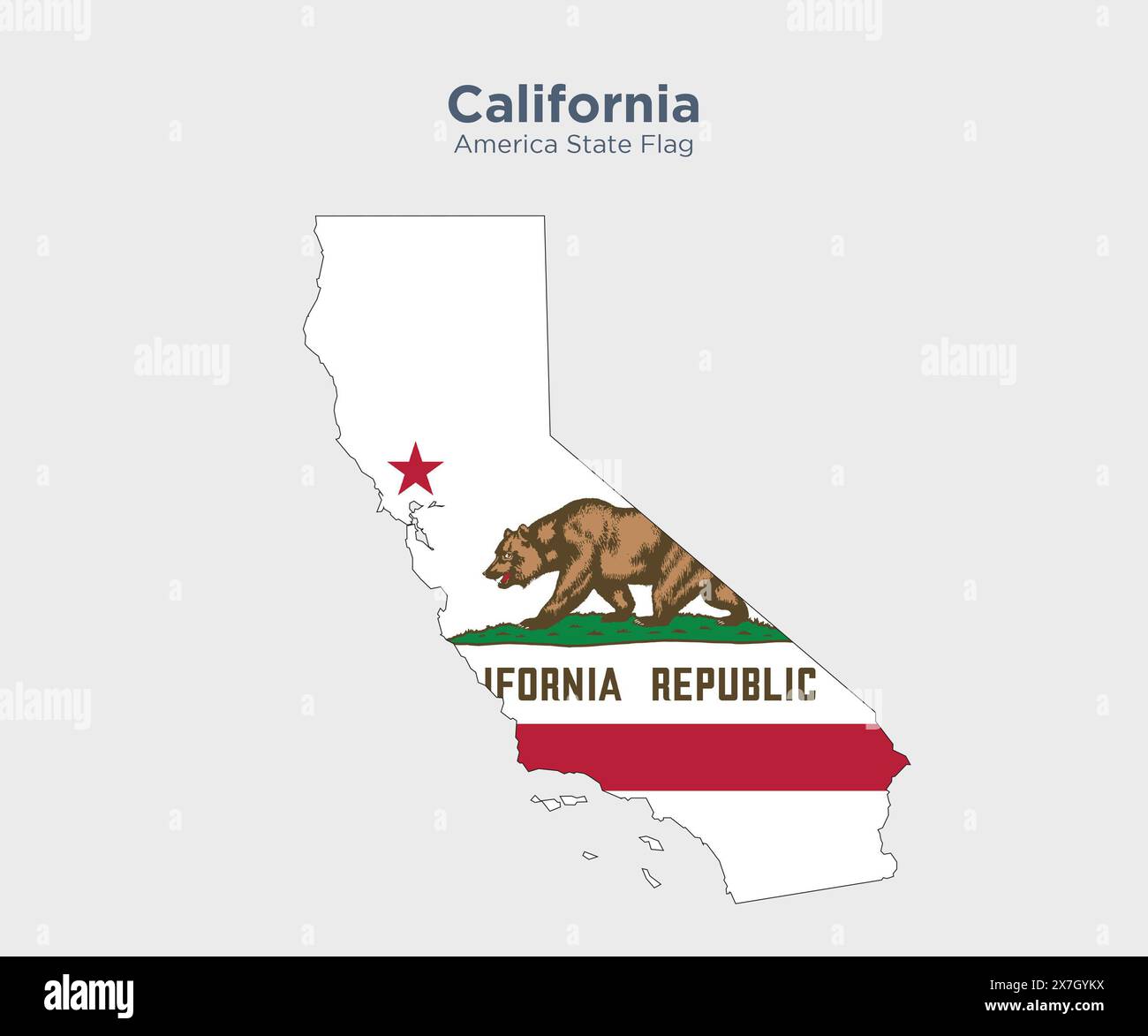 California flag and map. Flags of the U.S. states and territories ...