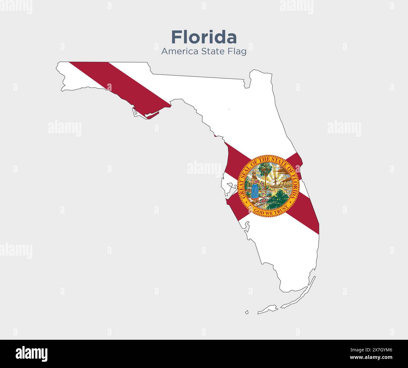 Florida flag and map. Flags of the U.S. states and territories. America ...