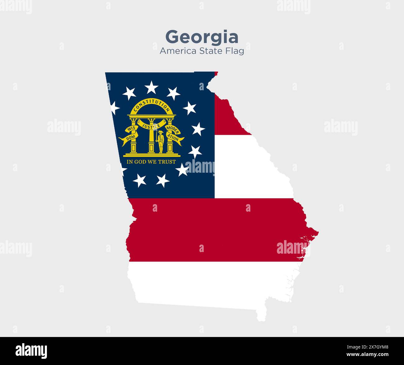 Georgia flag and map. Flags of the U.S. states and territories. America ...