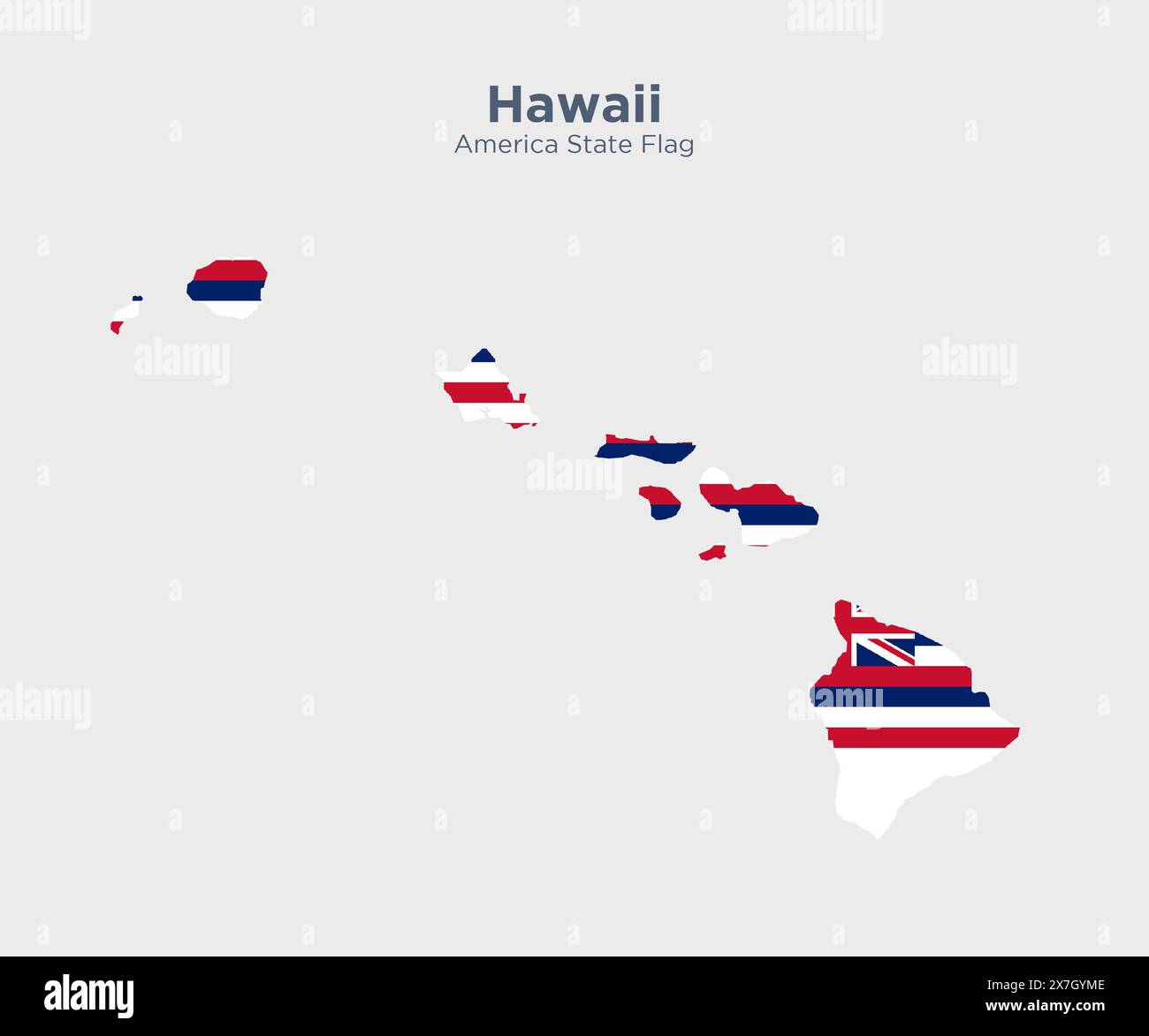 Hawaii flag and map. Flags of the U.S. states and territories. America ...