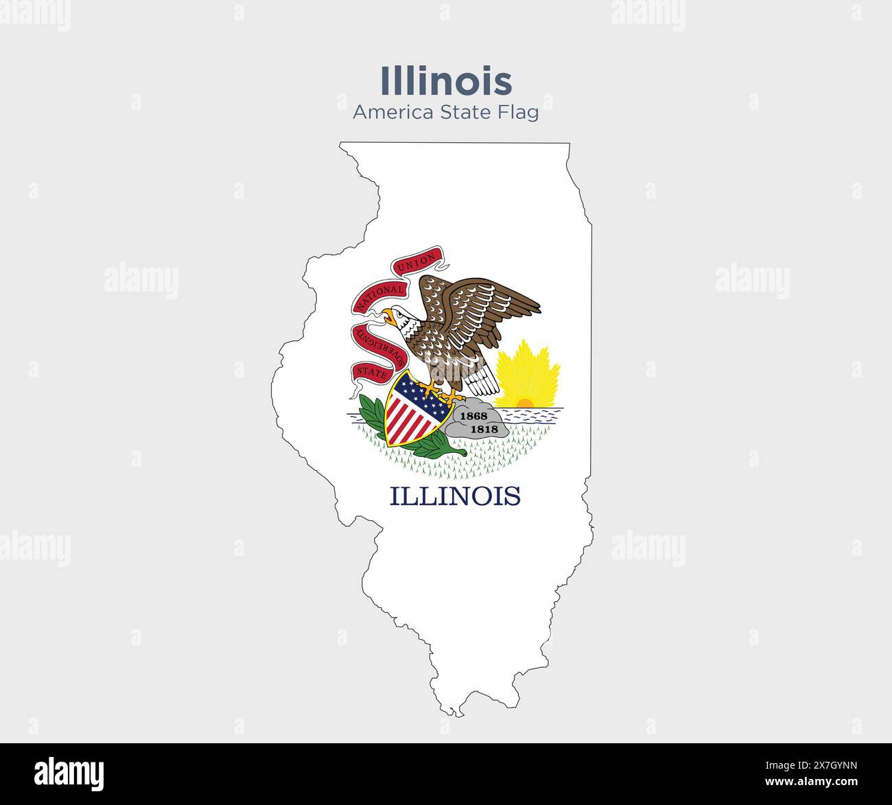 Illinois flag and map. Flags of the U.S. states and territories ...