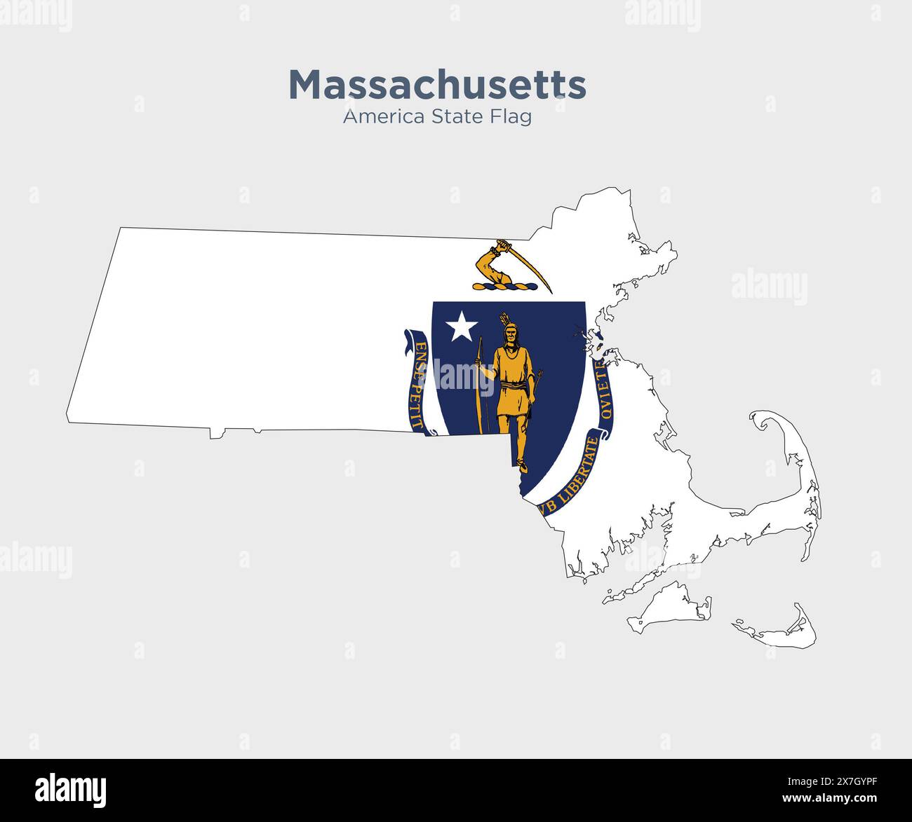 Massachusetts flag and map. Flags of the U.S. states and territories ...