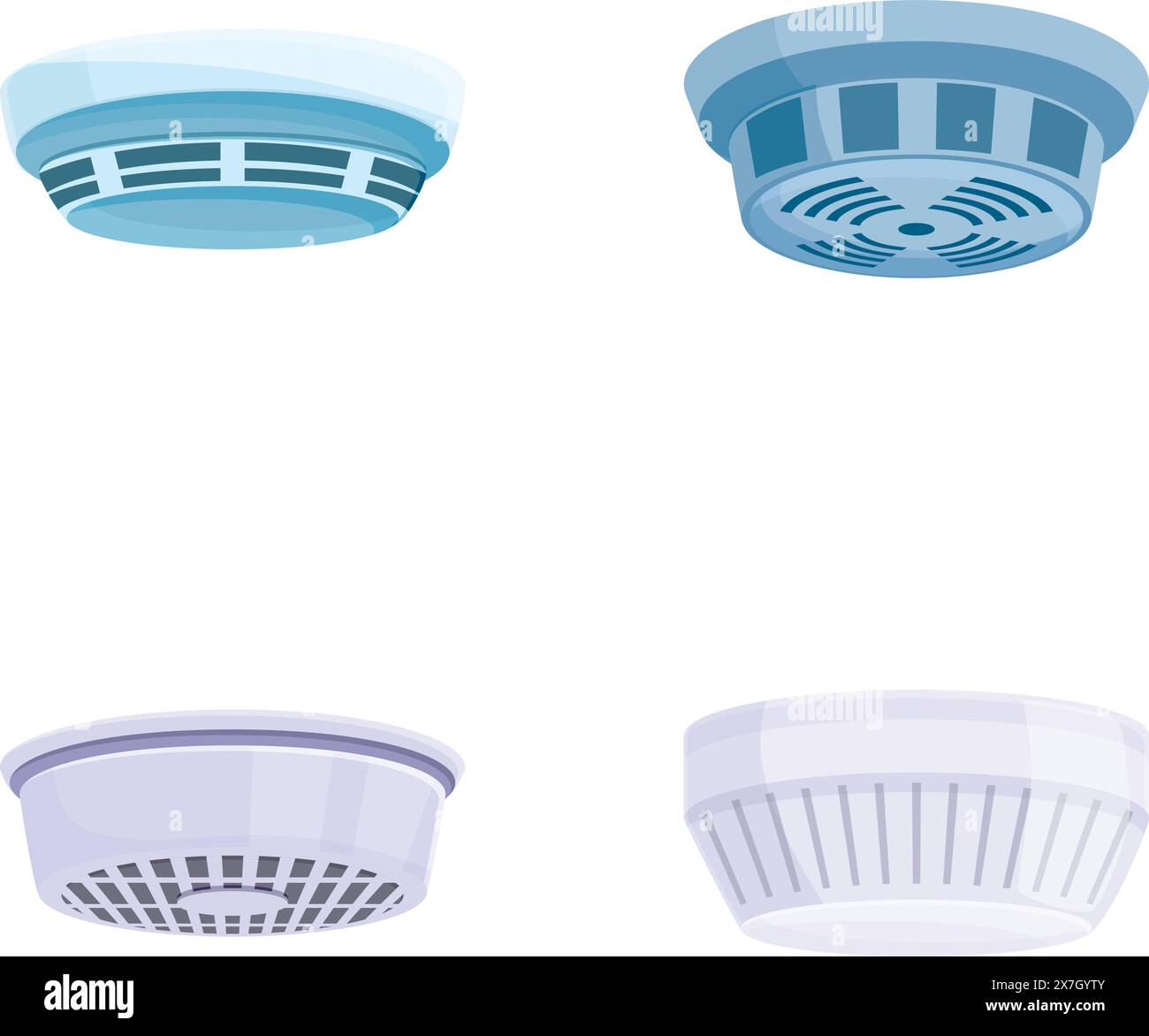 Smoke detector icons set cartoon vector. Smoke control system. Fire ...
