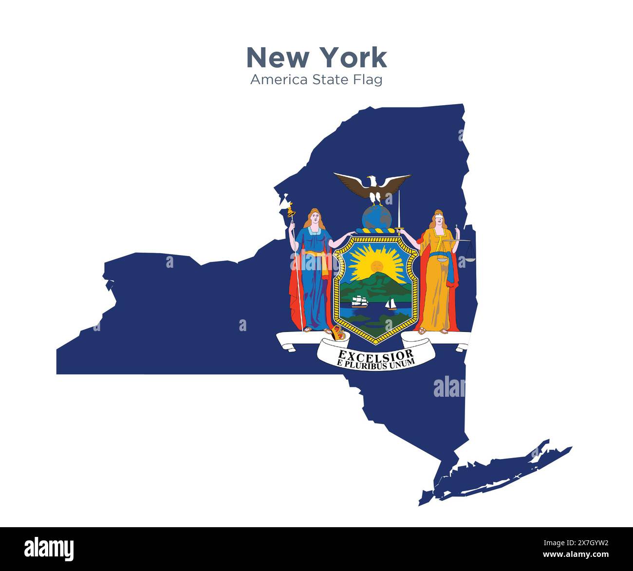 New York flag and map. Flags of the U.S. states and territories ...