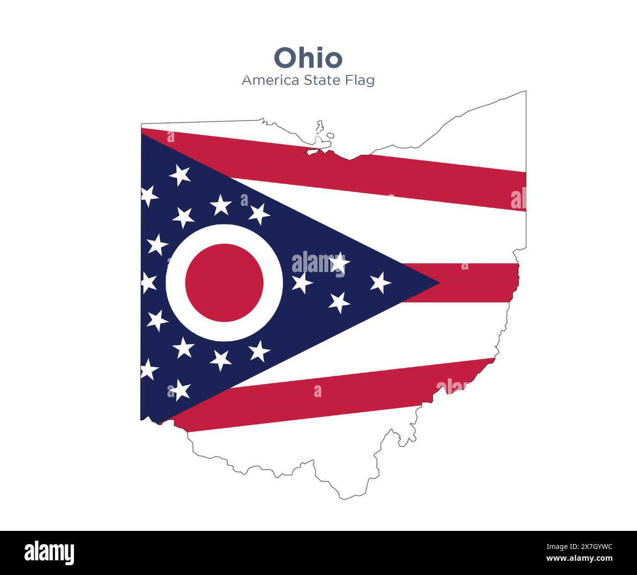 Ohio flag and map. Flags of the U.S. states and territories. America ...