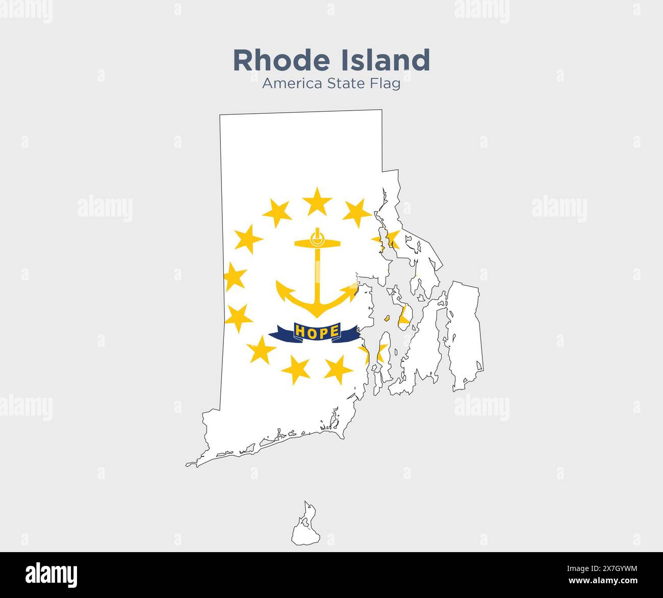 Rhode Island flag and map. Flags of the U.S. states and territories ...