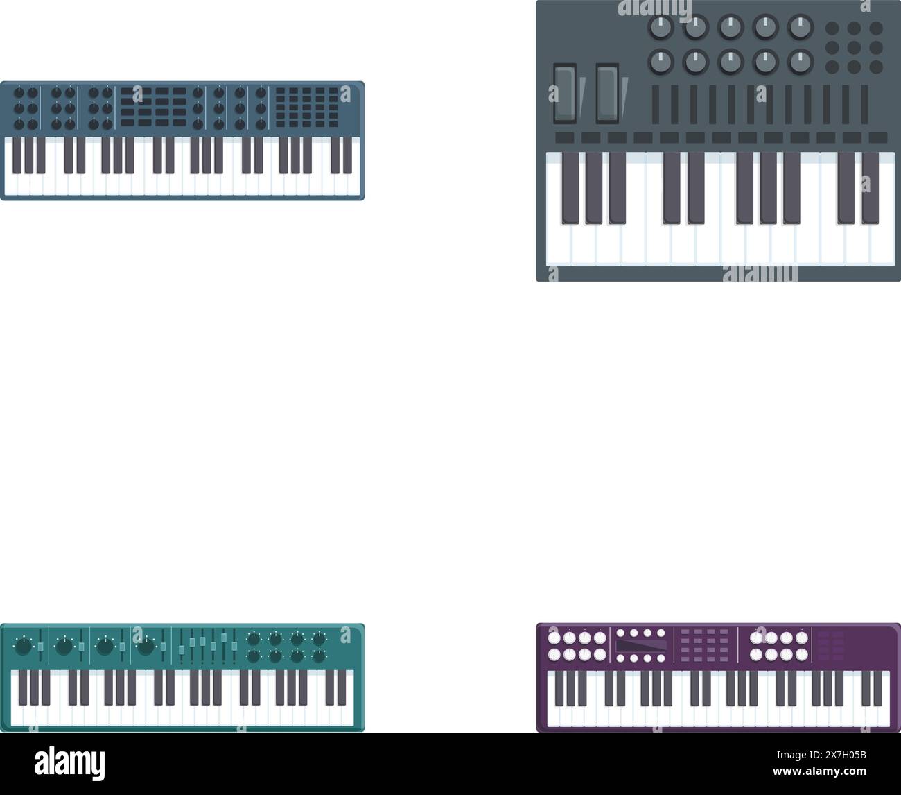 Synthesizer icons set cartoon vector. Electromusical techno synthesizer ...