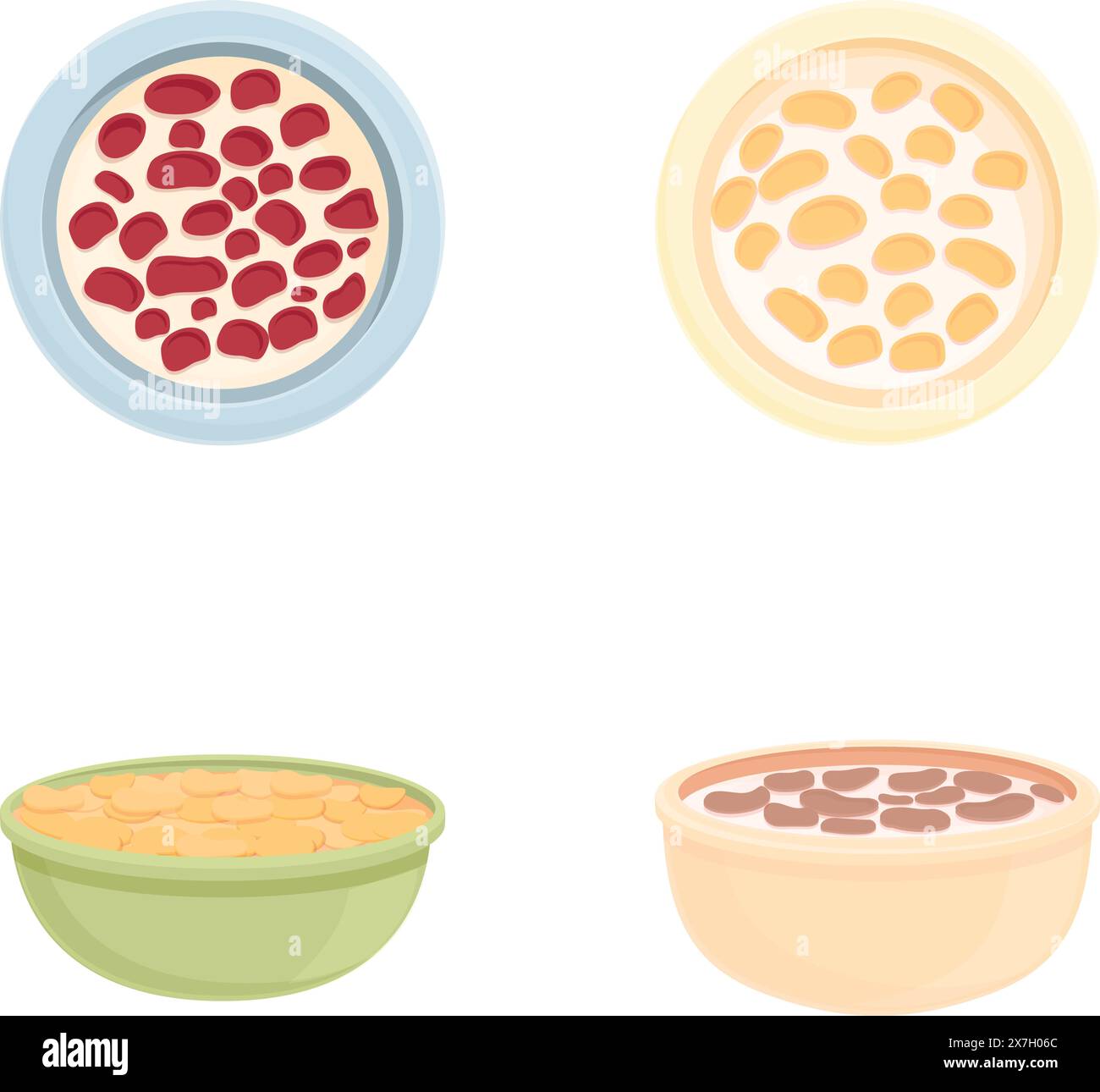 Breakfast cereal icons set cartoon vector. Bowl breakfast cereal and ...