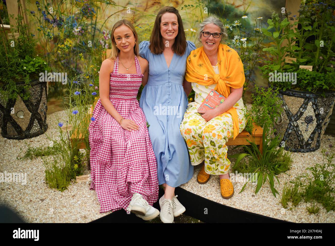 (left to right) Lady Amelia Windsor, garden designer Charlotte Denne ...