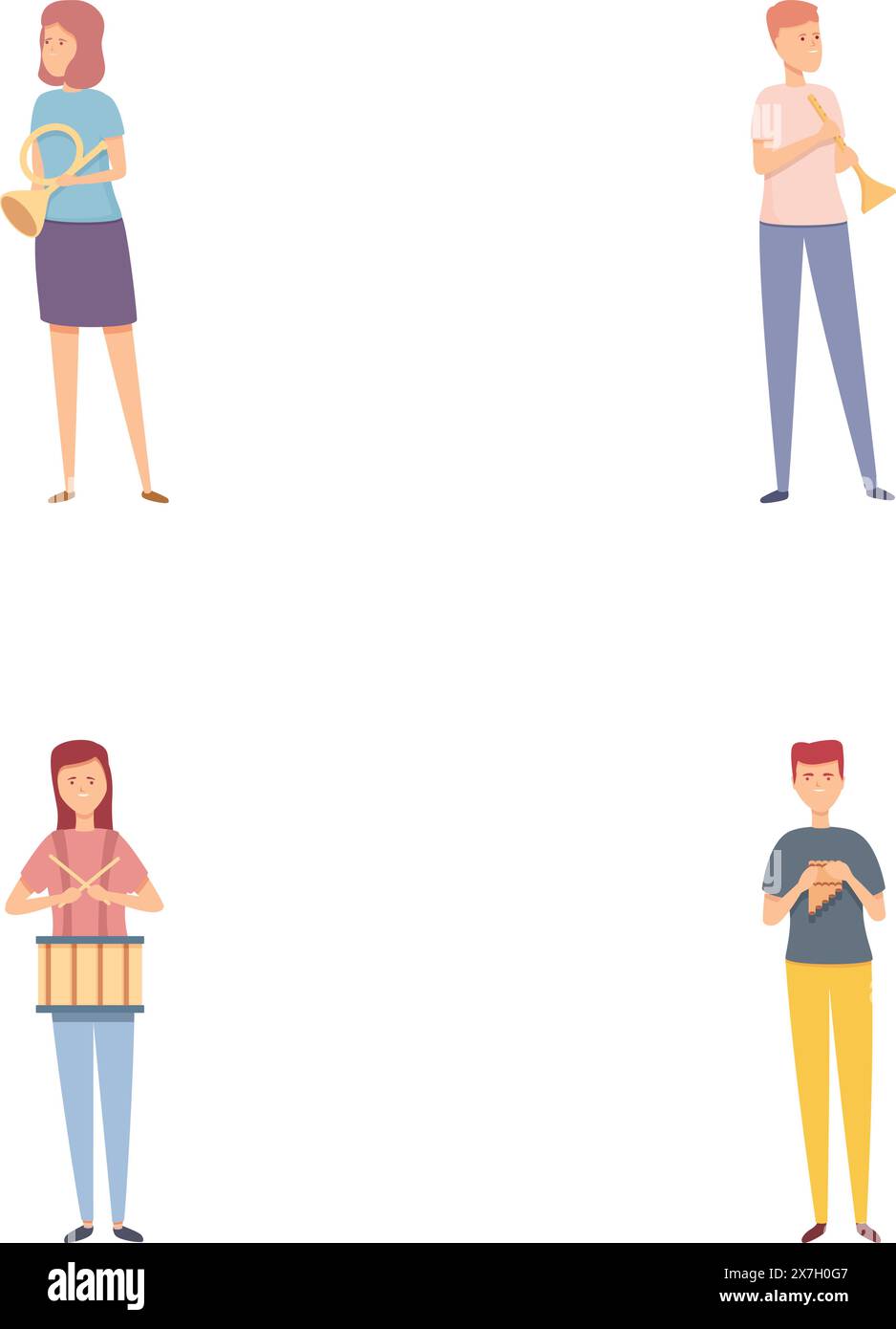 Music school icons set cartoon vector. People playing musical ...