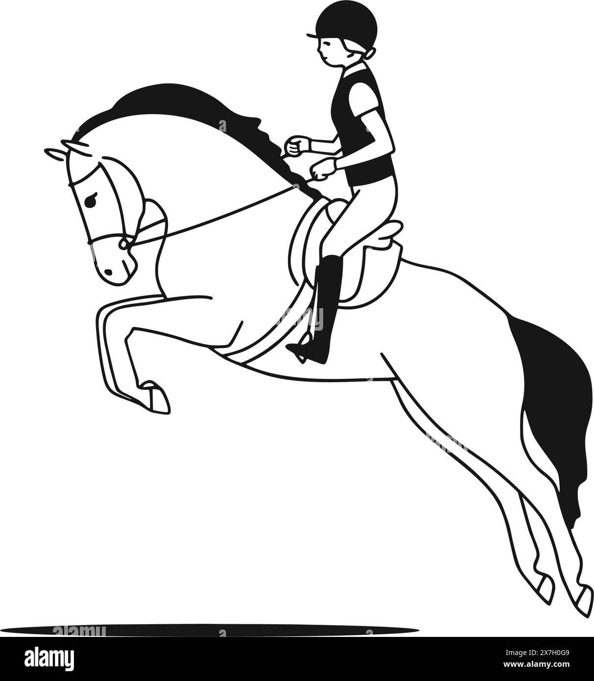 Rider riding a horse that got scared and jumped up Stock Vector Image ...