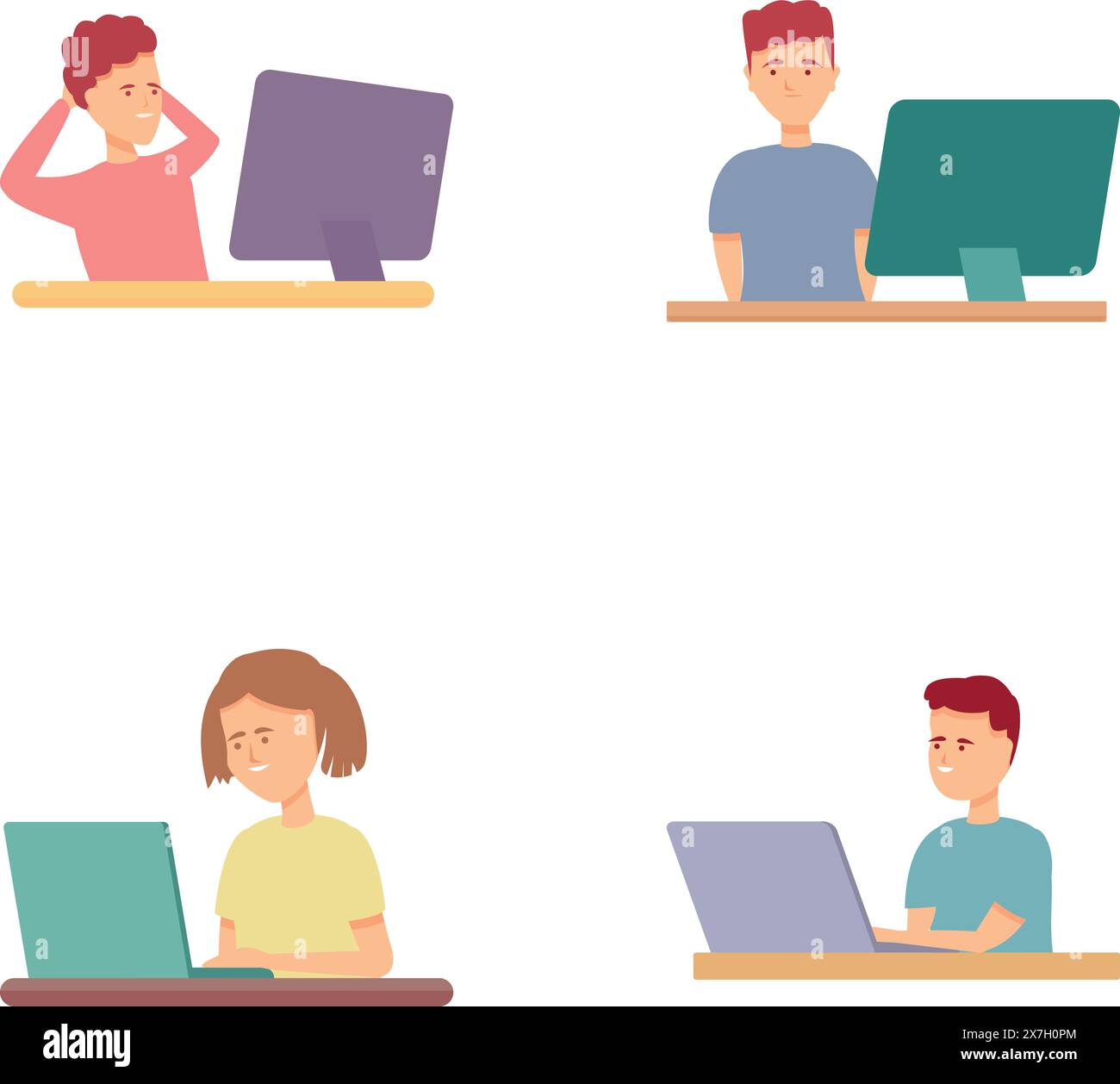 Programming Icons Set Cartoon Vector Software Development Team Web
