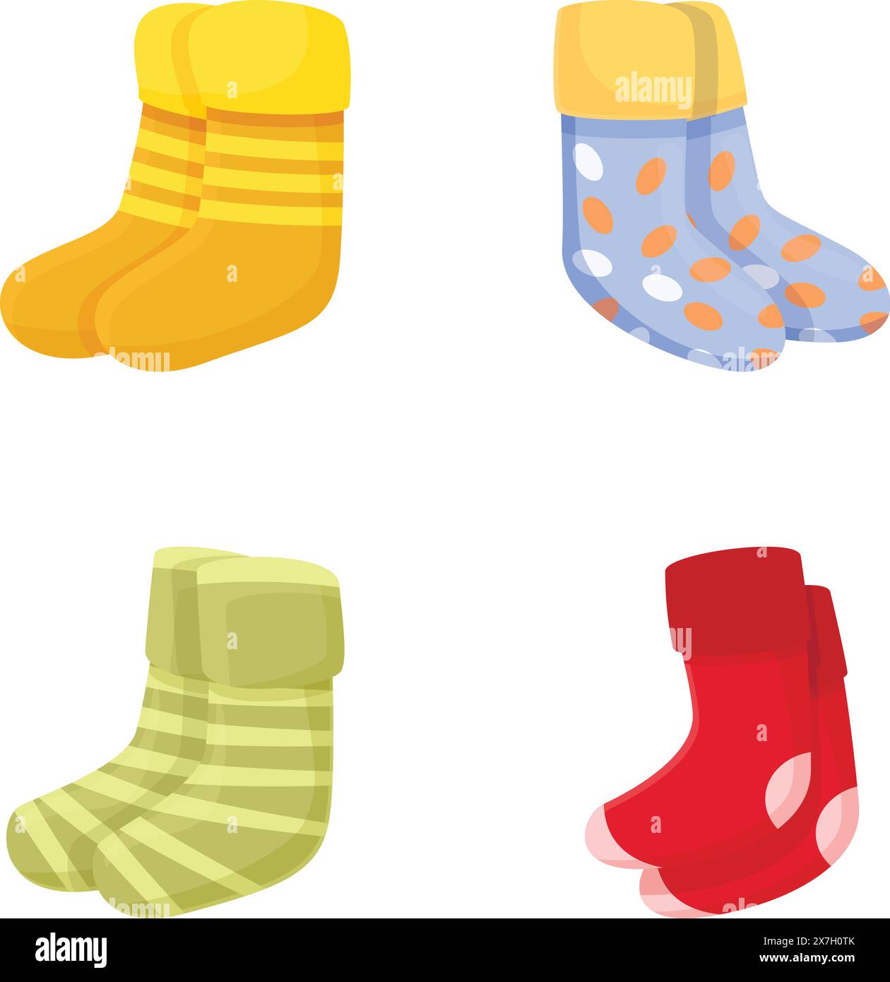 Sock icons set cartoon vector. Stylish cotton and woolen sock. Foot ...