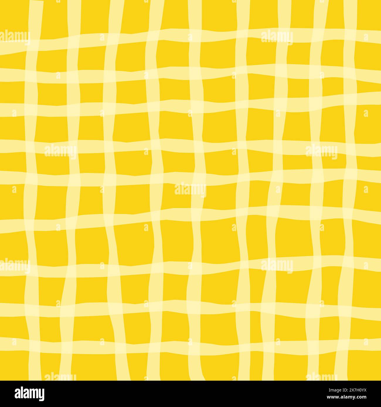 Hand Drawn yellow plaid with simple Vector Pattern of organic lines ...