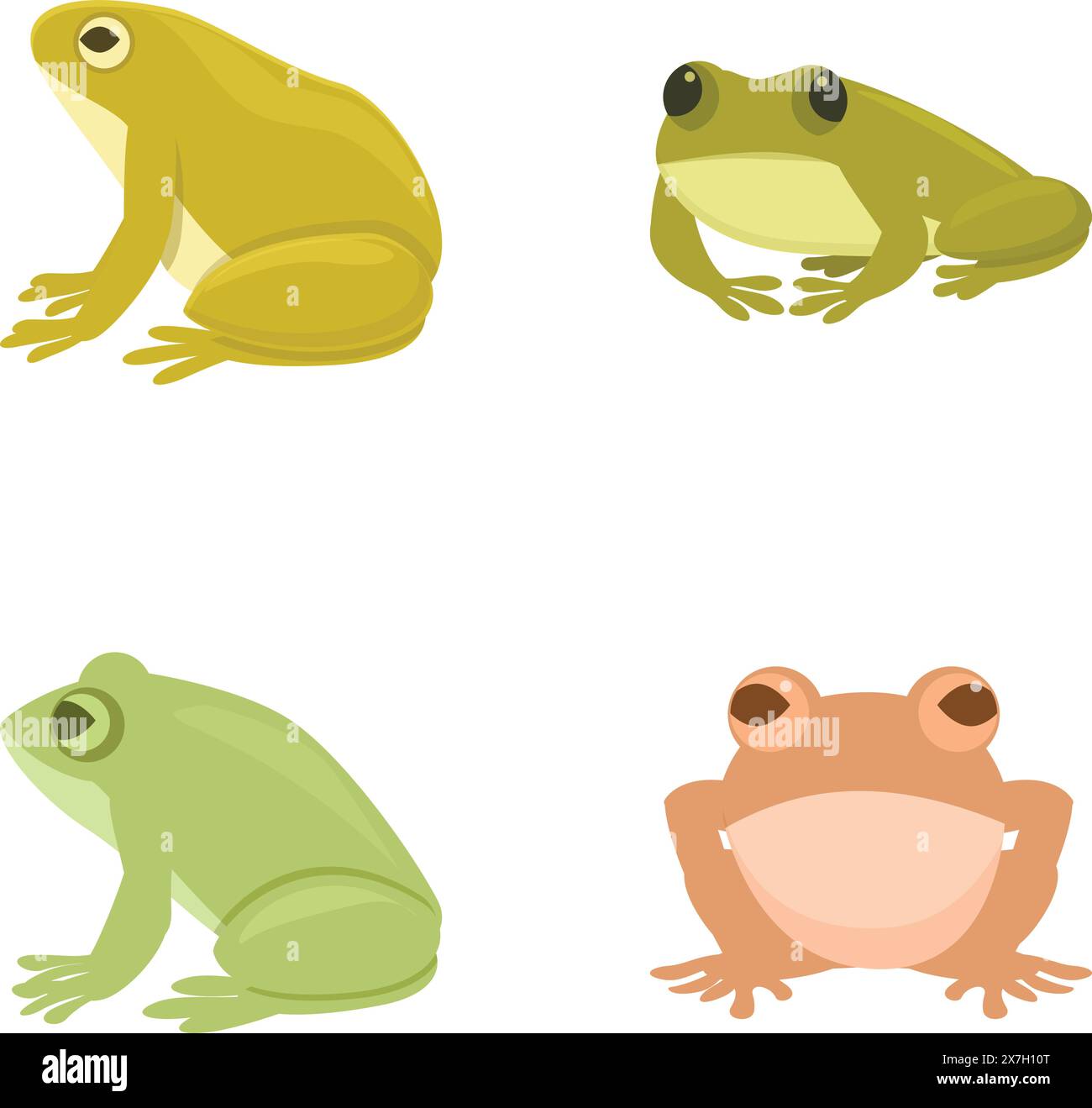 Frog icons set cartoon vector. Various cartoon cute frog. Amphibian ...
