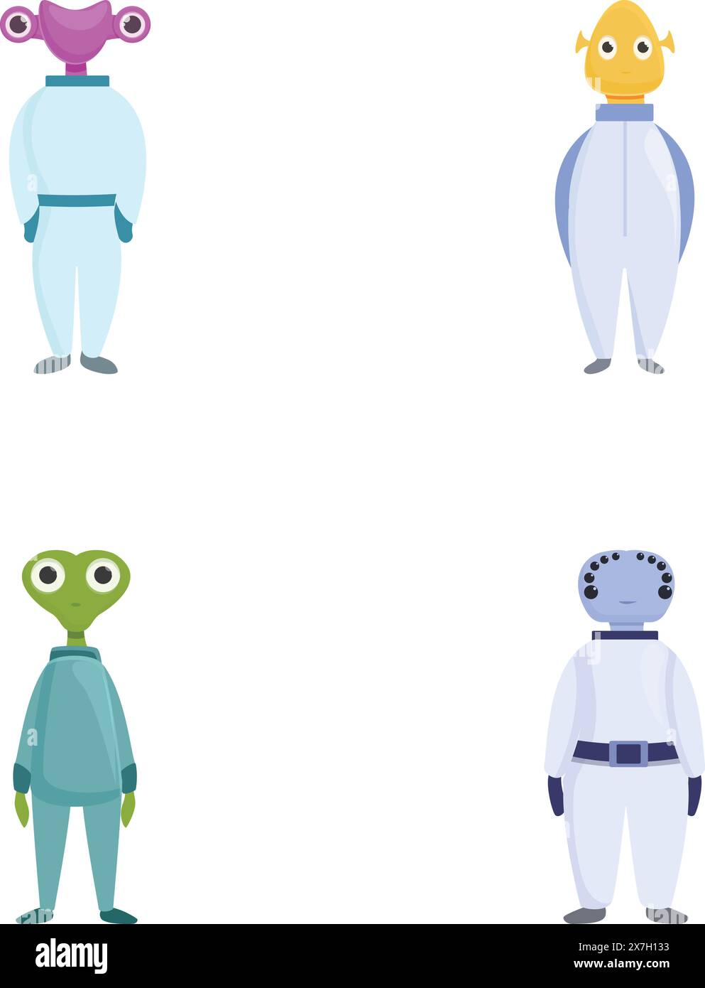 Space alien icons set cartoon vector. Funny space alien or monster ...