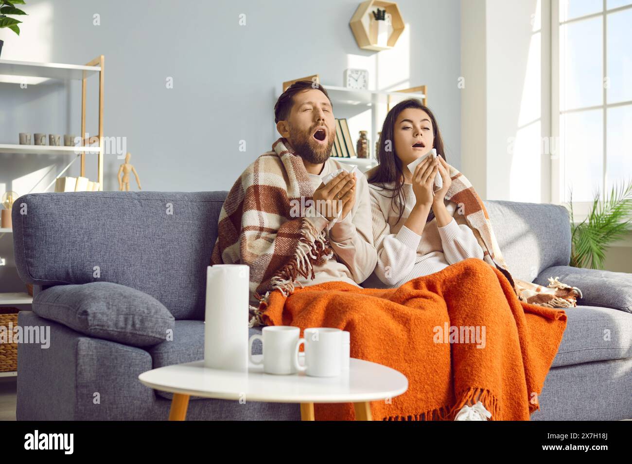 Sick family couple wrapped hi-res stock photography and images - Alamy