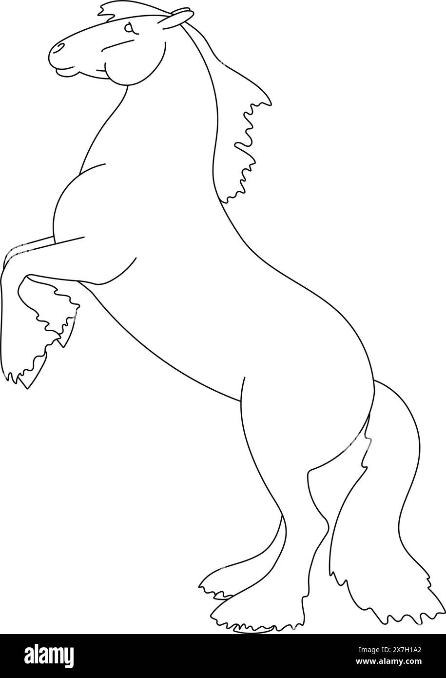 Hand drawn tinker horse. Vector illustration for coloring page. Vector ...