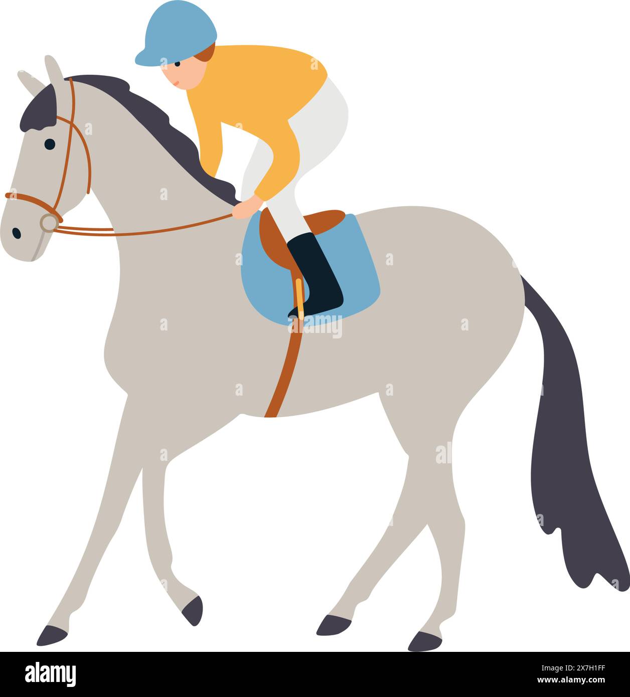 Jockey cantering a horse, simple vector illustration. Vector ...