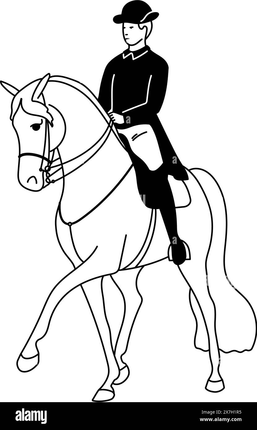 Rider on a horse performs the half pass Stock Vector Image & Art - Alamy