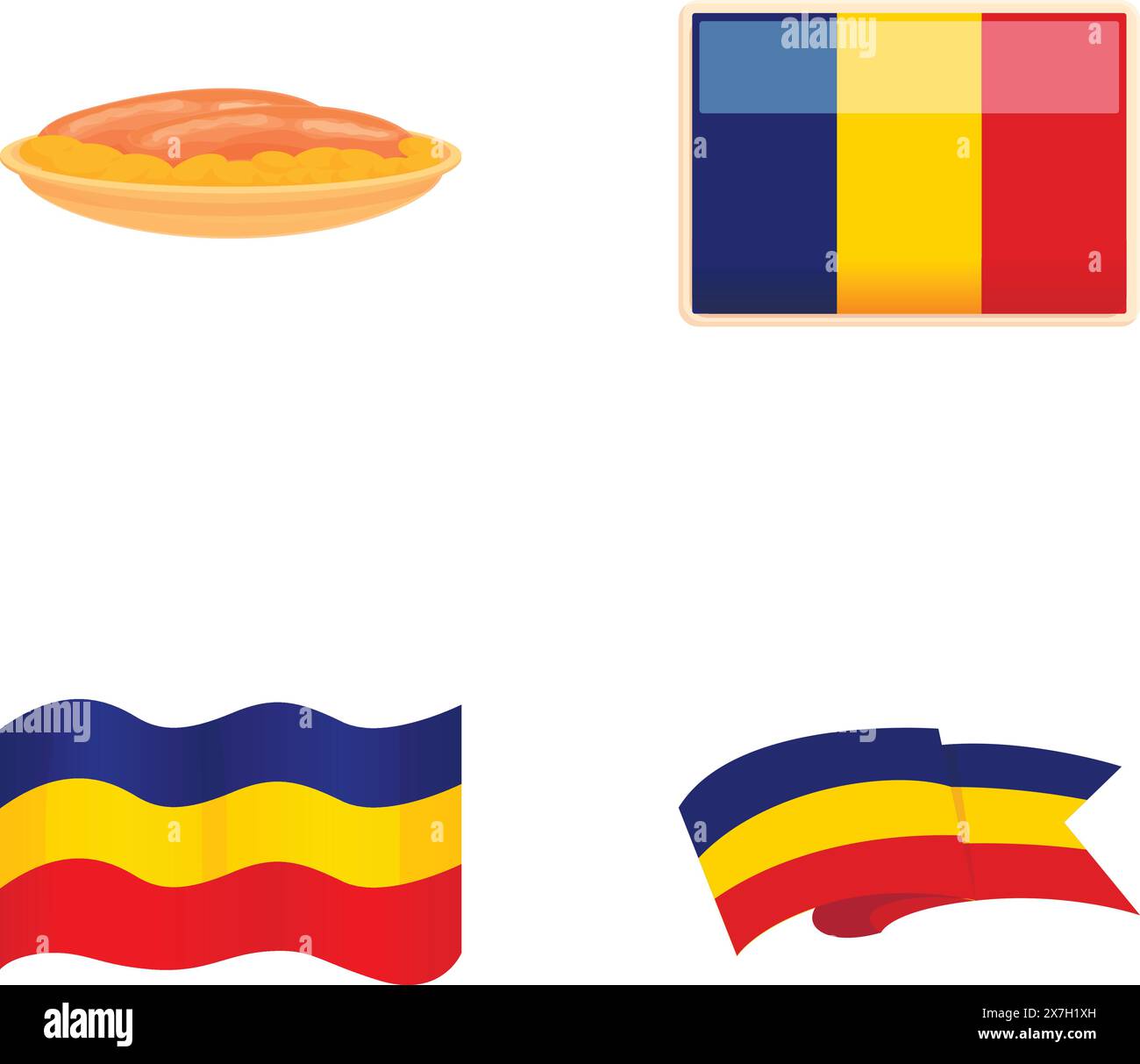 Romania flag icons set cartoon vector. Official color and proportion ...