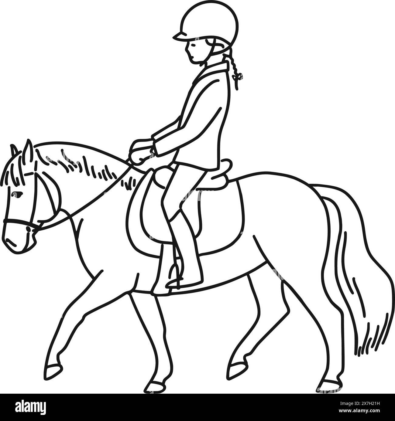 Young rider trotting on a small pony. Vector illustration Stock Vector ...