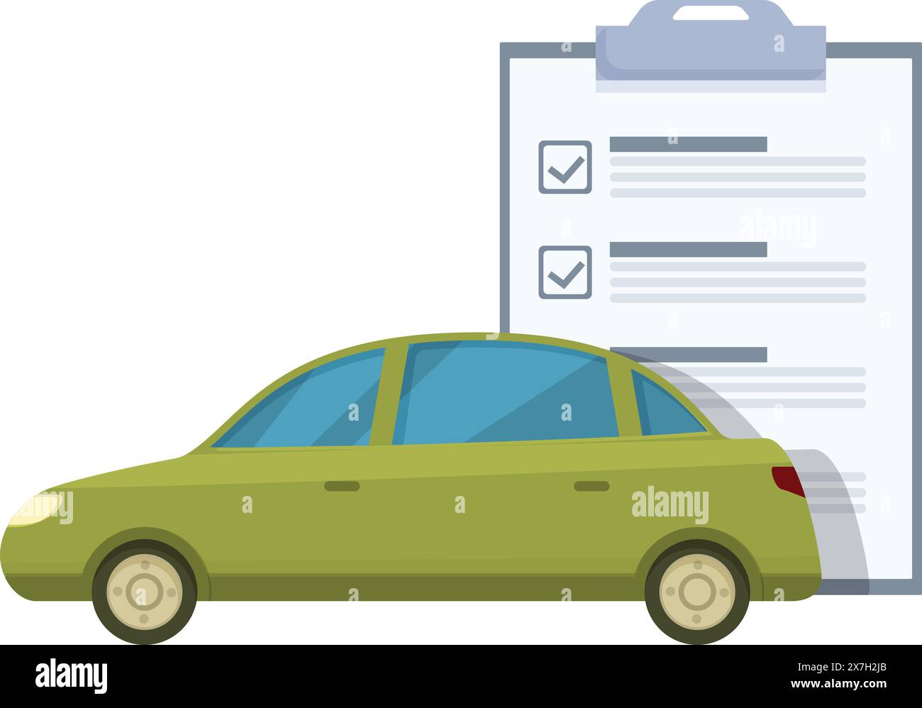 Illustrated car inspection checklist with quality control, scheduled ...