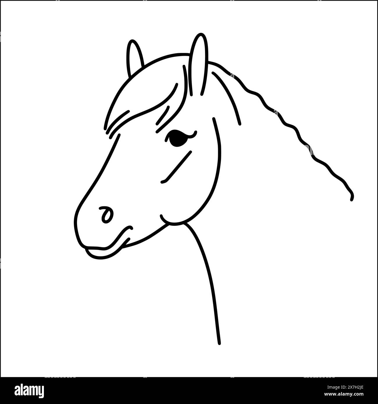 Line art portrait of a cute pony Stock Vector Image & Art - Alamy