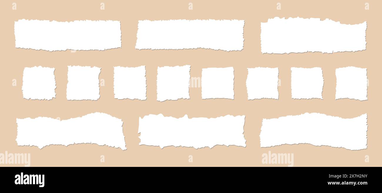 Jagged edge rectangle shapes, frames. Torn paper cut piece collection ...