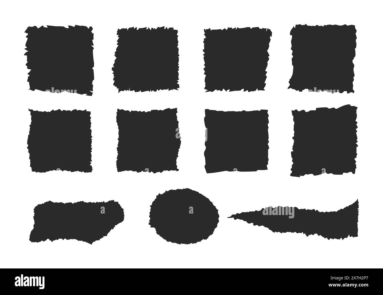 Jagged torn paper set. Black shape ripper and strip. Texture grunge ...