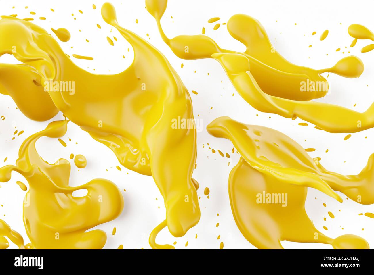 A burst of vibrant yellow liquid captured in motion. The smooth ...