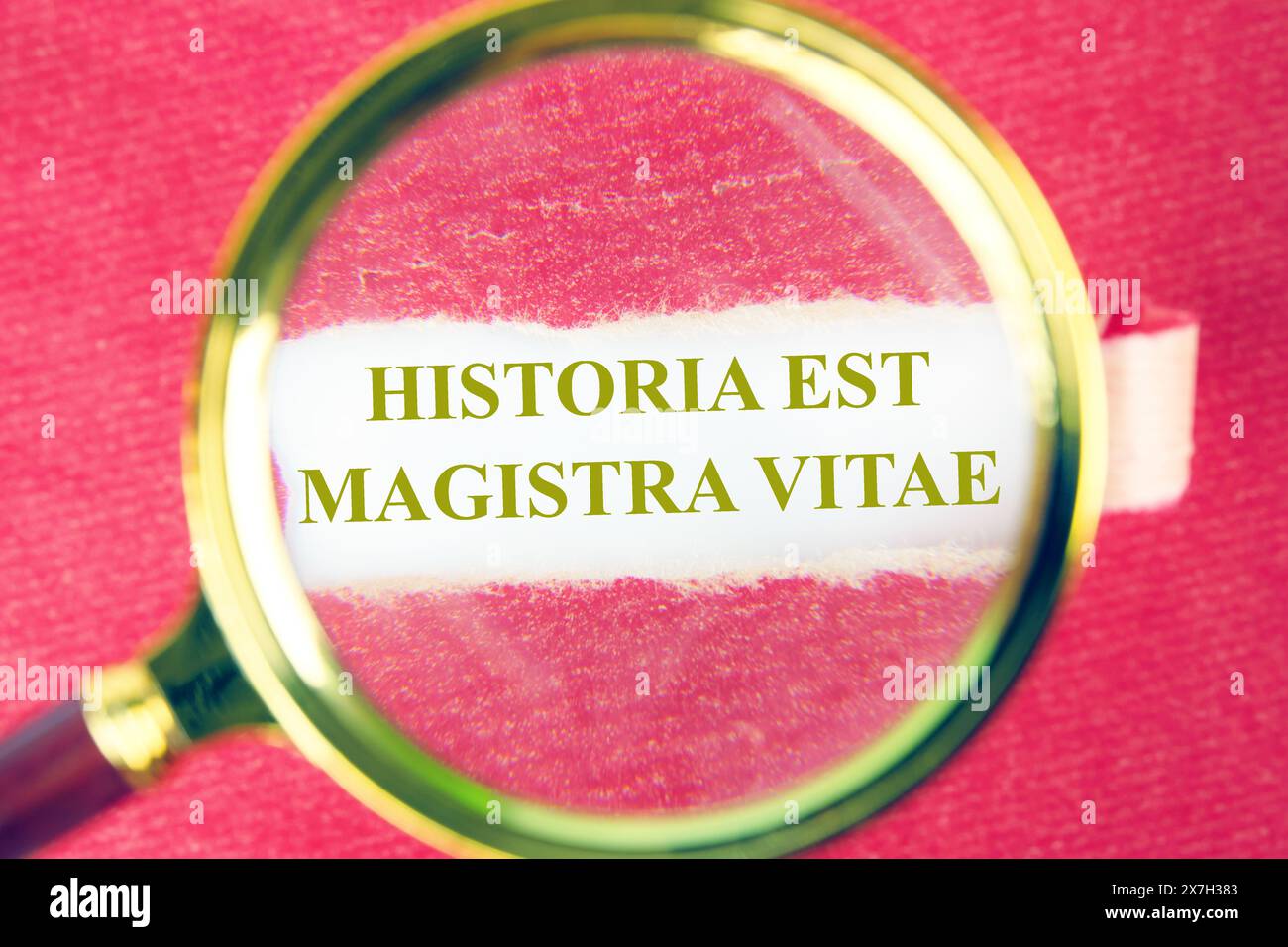 Historia est vitae magistra (History is the tutor of life) Latin phrase through a magnifying ...