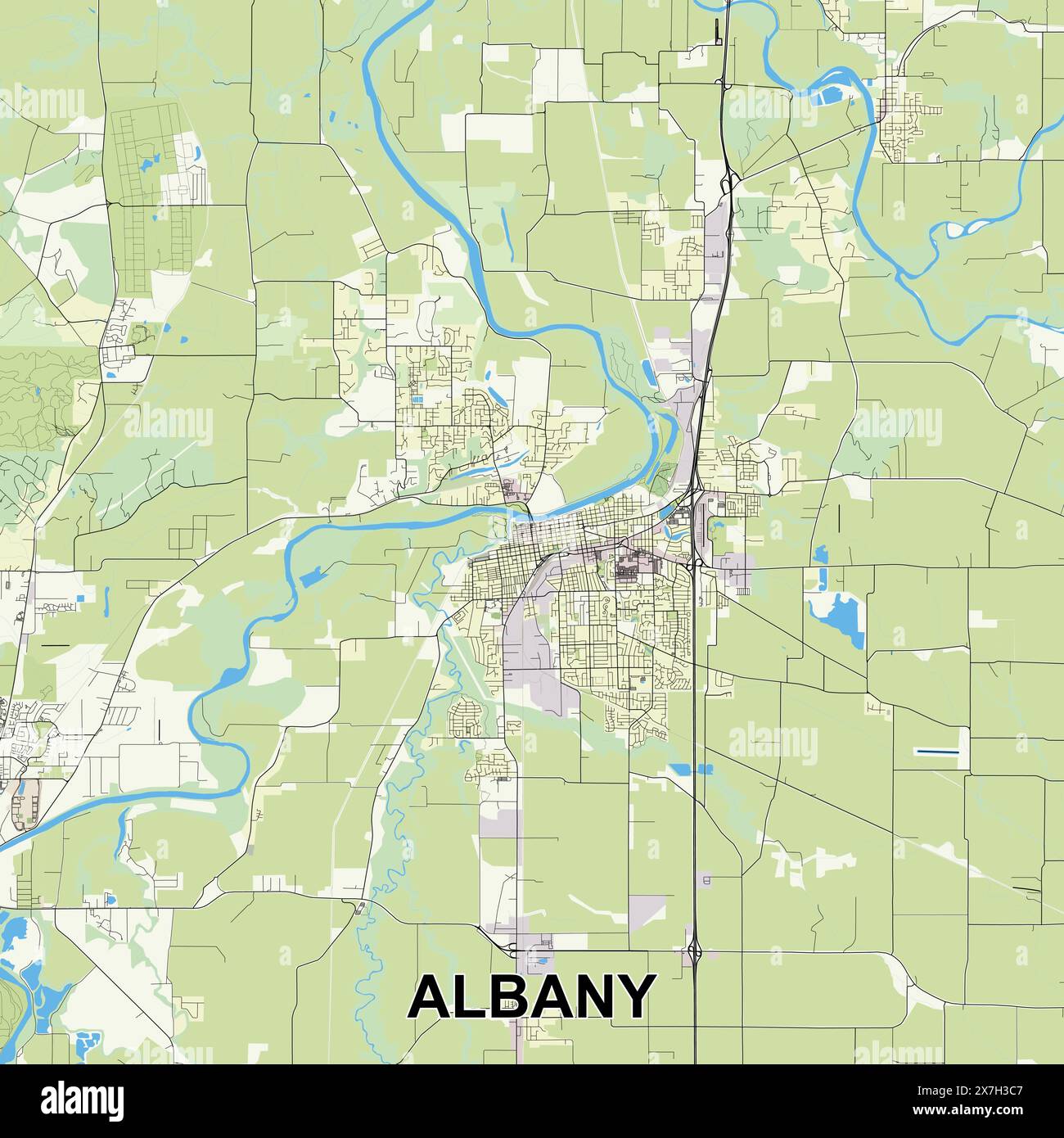 Albany vector outline map hi-res stock photography and images - Alamy