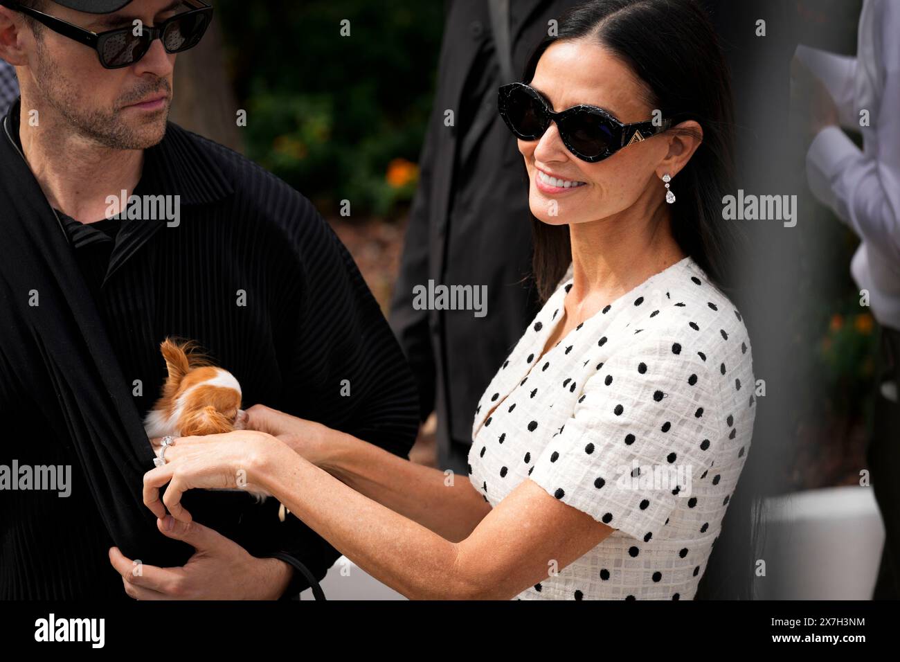 Cannes, France. 20th May, 2024. Demi Moore and her dog Pilaf during a ...