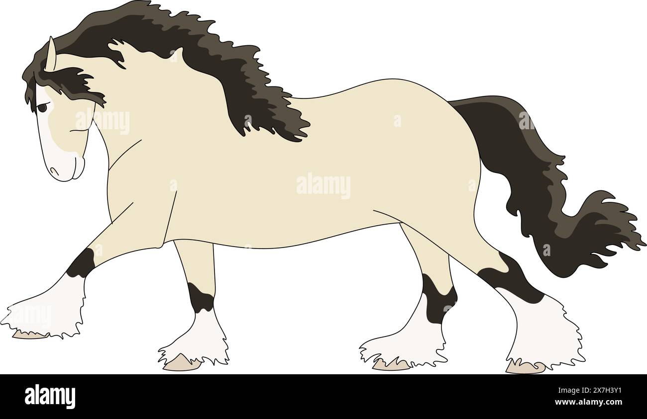 Galloping Tinker stallion isolated on white background, vector ...