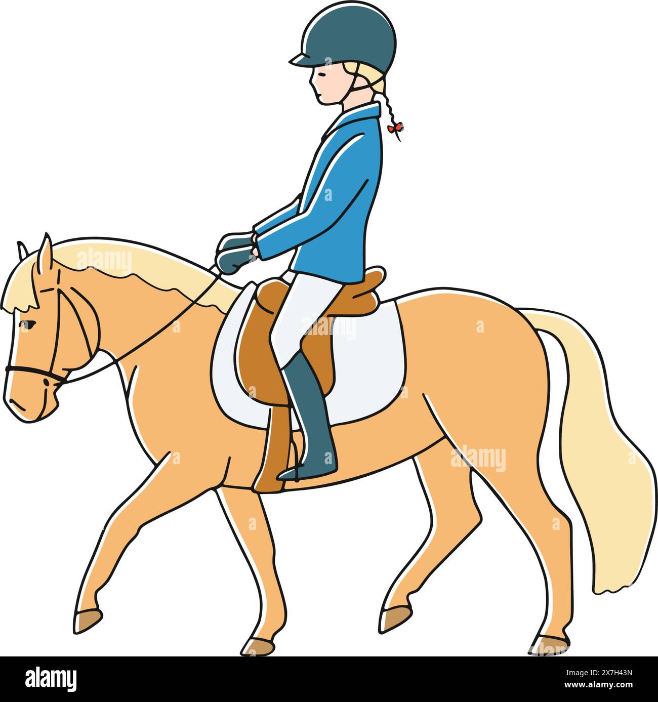Young girl trotting on a small pony Stock Vector Image & Art - Alamy