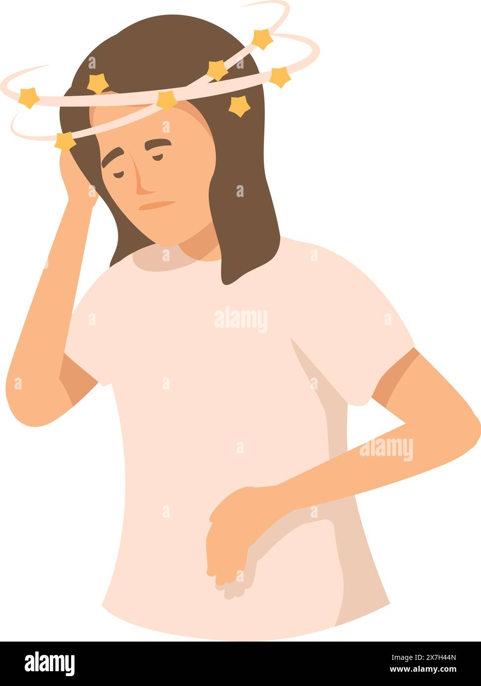 Cartoon image of a woman looking dizzy with stars spinning around her ...