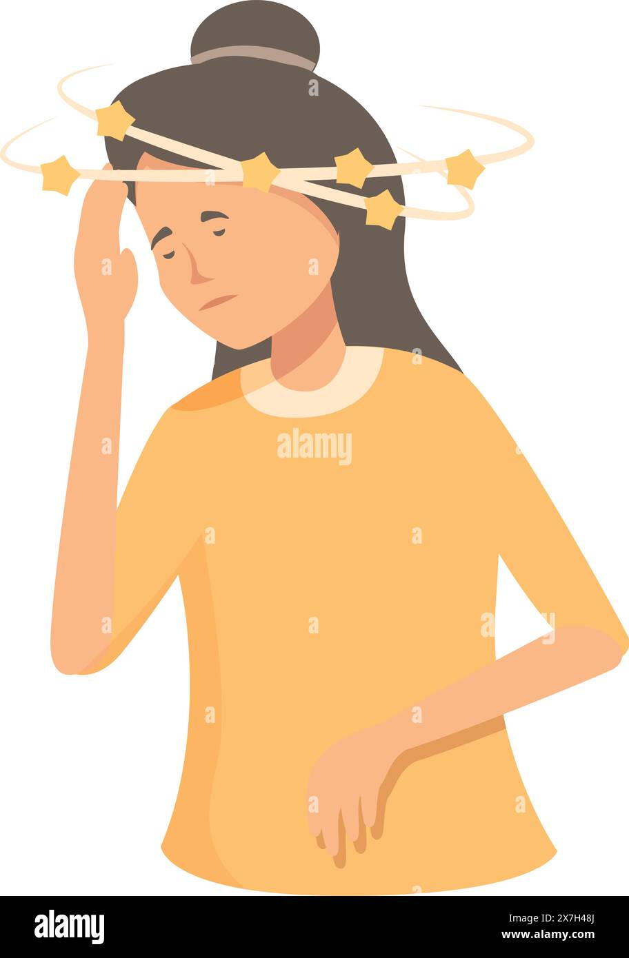 Illustration of a young female woman experiencing dizziness. Vertigo ...