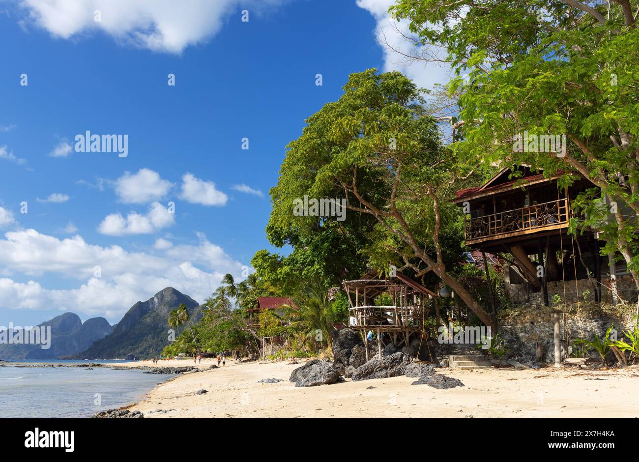 Las Cabanas beach, El Nido, Bacuit Bay, Palawan, Philippines Stock ...