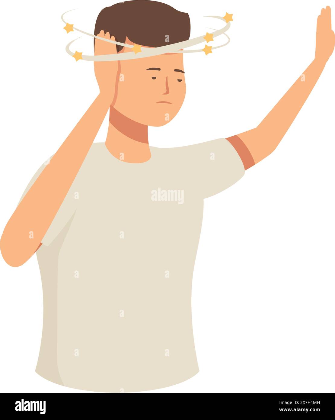 Illustration of a dizzy man with birds and stars circling his head ...