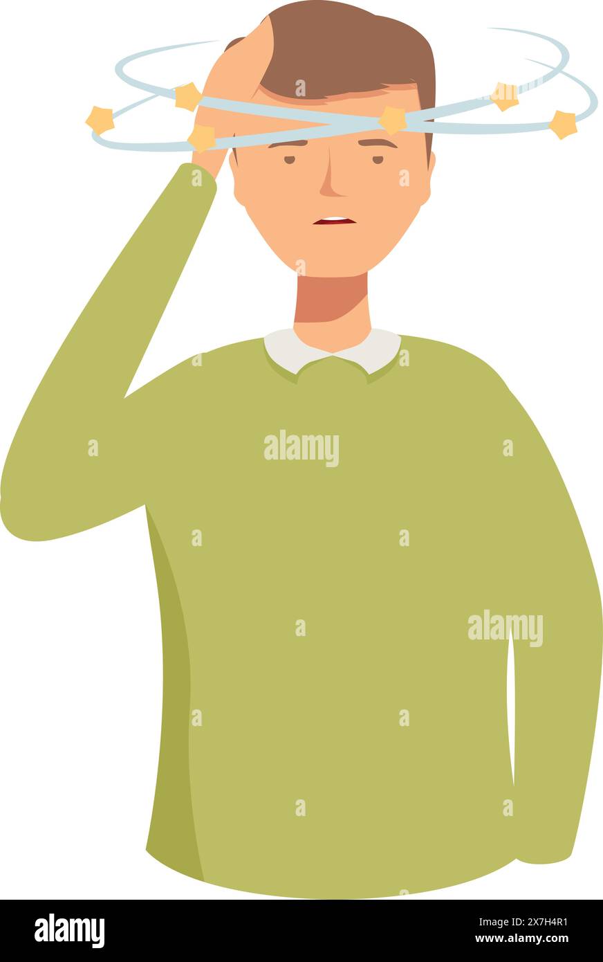 Vector Graphic Of A Cartoon Man With Stars Circling His Head