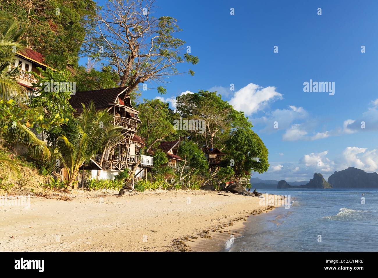 Las Cabanas beach, El Nido, Bacuit Bay, Palawan, Philippines Stock ...