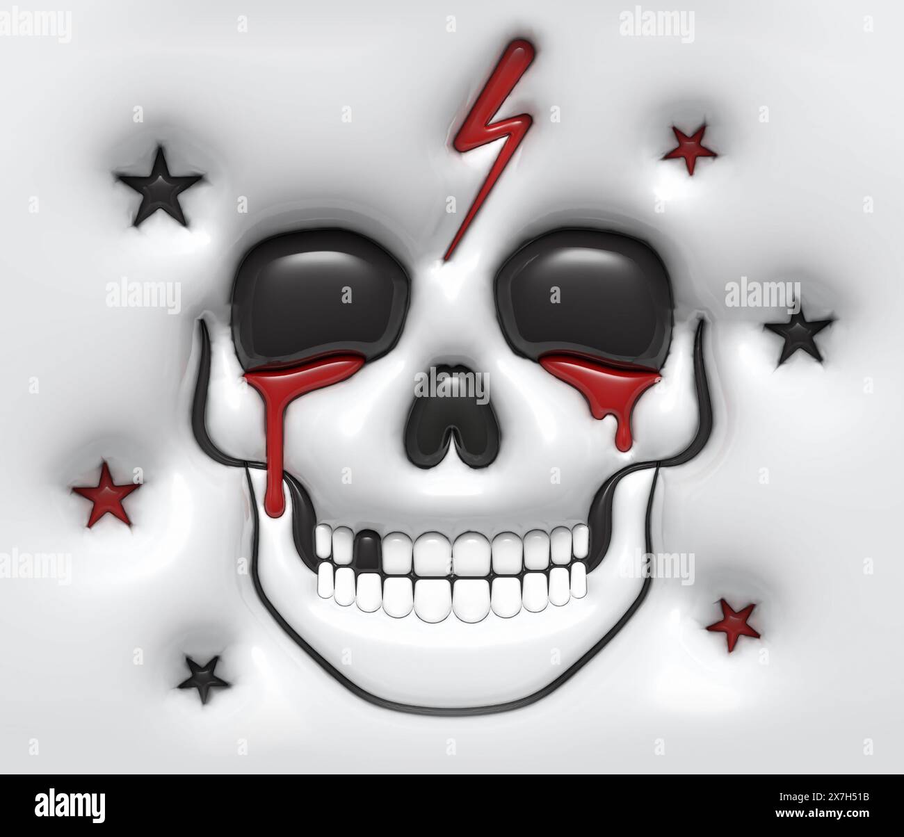 Funny Halloween skull with stars. Puffy 3d inflated illustration Stock ...