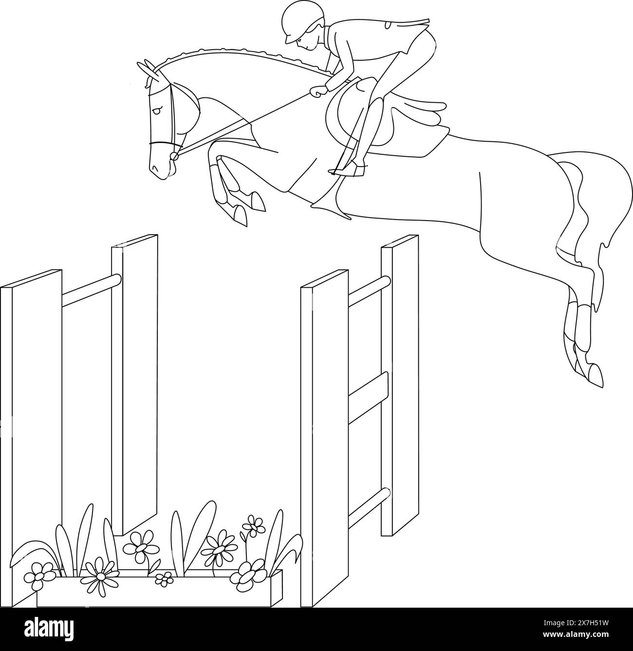 Rider jumping horse over Black and White Stock Photos & Images - Alamy