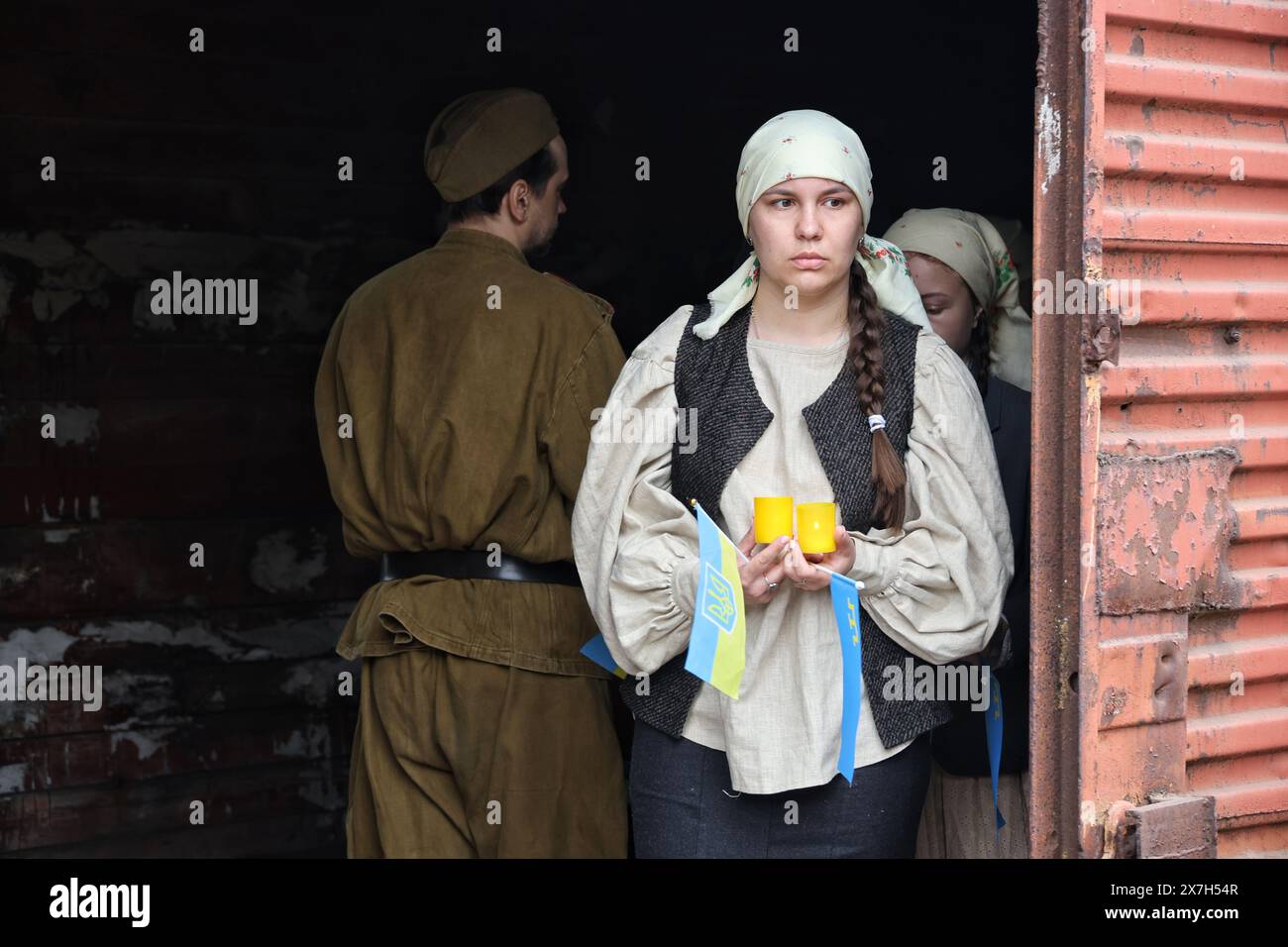 ODESA, UKRAINE - MAY 18, 2024 - Actors perform at the Odesa Railway ...