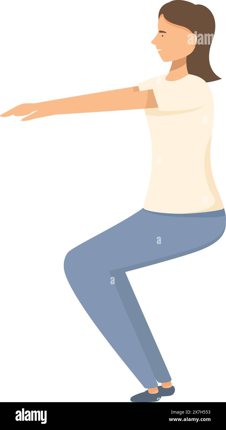 Illustration of a young adult woman performing a balancing exercise on ...