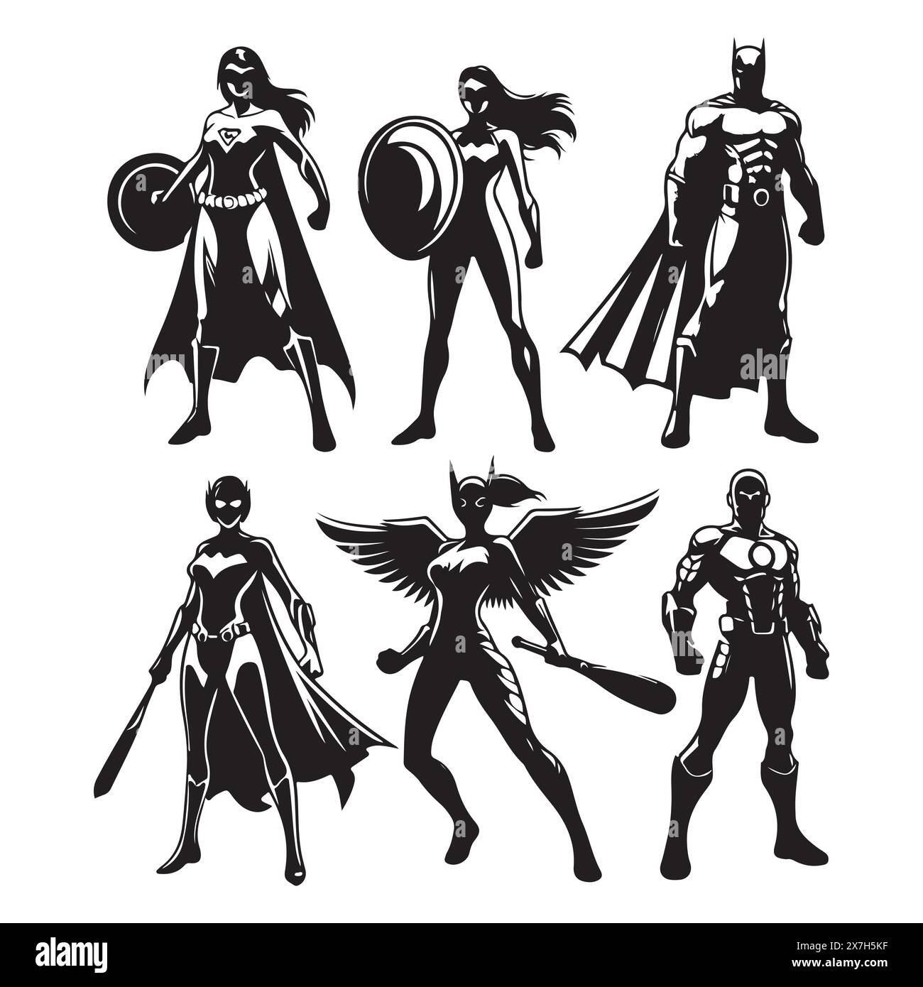 Silhouette set of superheroes. Vector isolated illustration Stock Vector Image & Art - Alamy