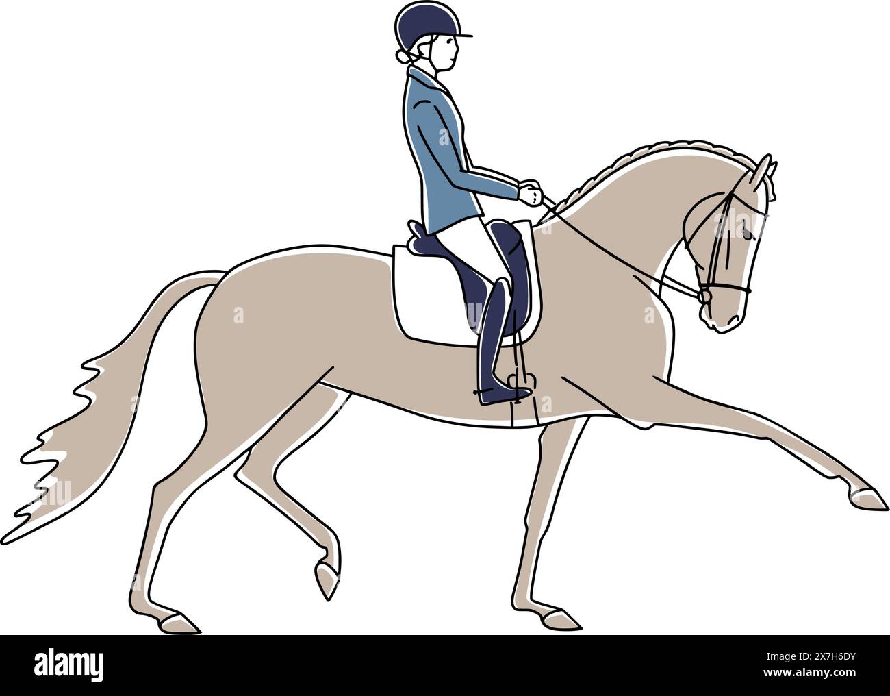 Dressage rider on a horse, show an expressive trot Stock Vector Image ...